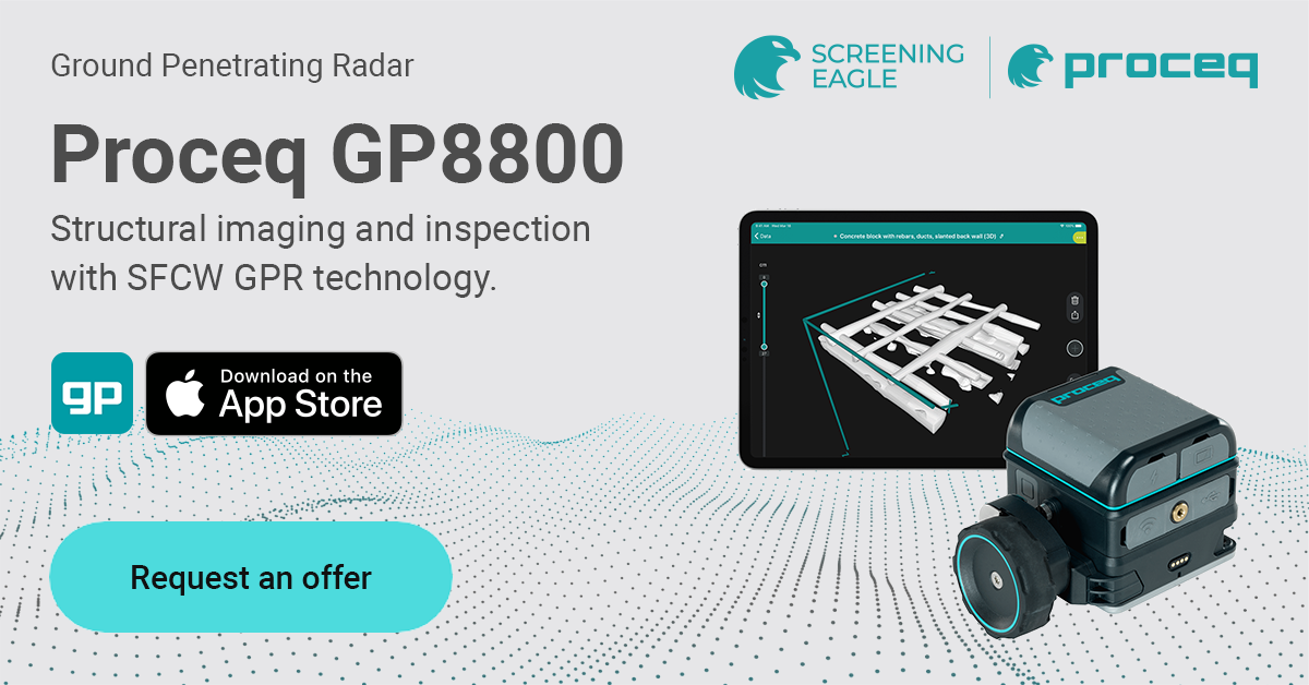 Proceq GP8800 利用SFCW地面穿透雷达技术进行结构成像和检测。